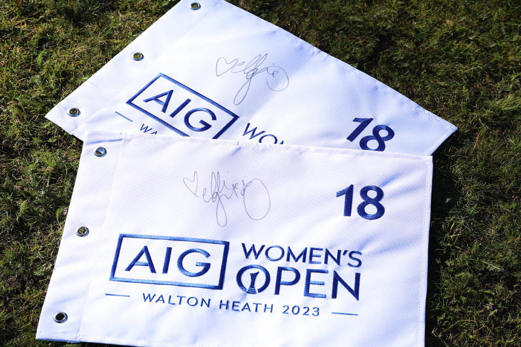 Win AIG Women's Open flag signed by Ellie Goulding